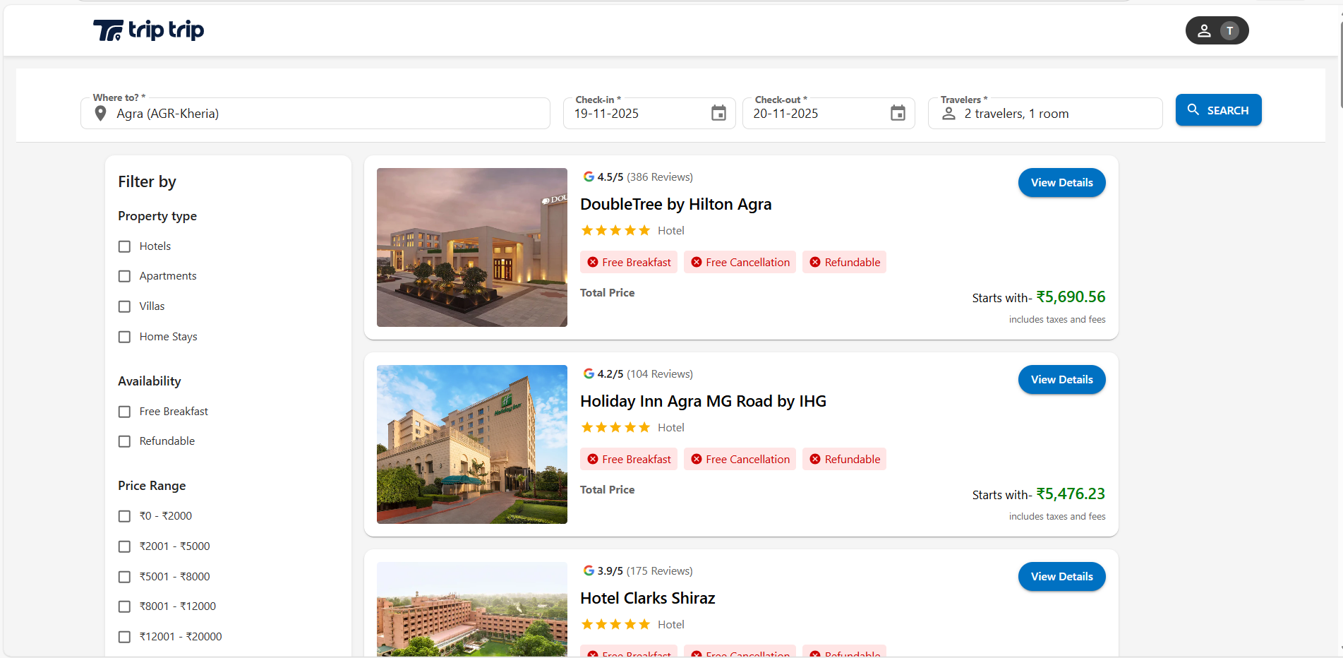Trip Trip India - Corporate Hotel Booking Platform